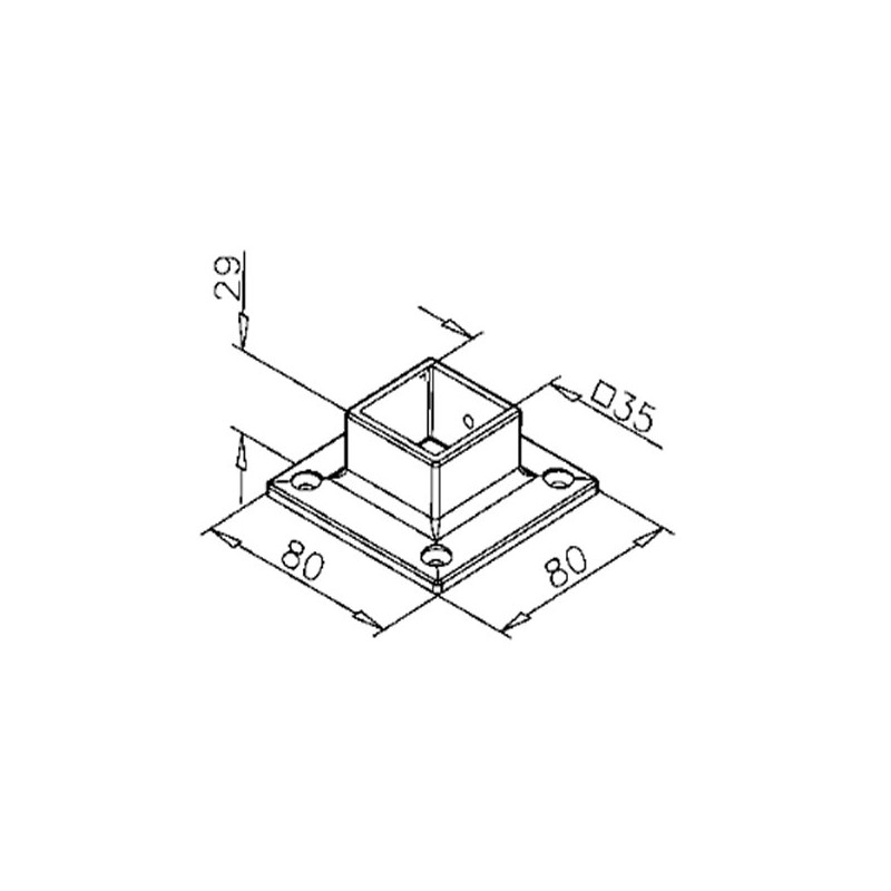 Embase inox Embase inox Inox AISI 304 35 x 35 mm